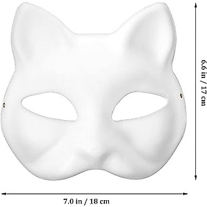 ChicRosa 5 Pcs Cat Masks White Paper Blank Hand Painted Masks Halloween Masquerade Costume Cosplay Accessories