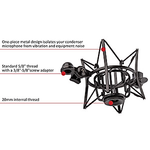 LYRCRO Microphone Shock Mount with Integrated Pop Shield for Rode Mics like K2, NT1-A,NT1000, NT2-A, NT2000, NTK, Podcaster and Procaster (20mm Internal Thread).