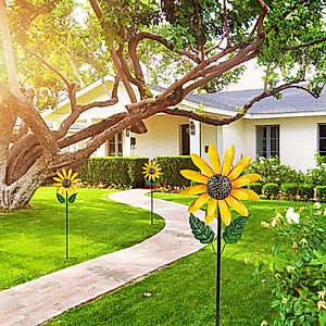 Viveta Sunflower Wind Spinner, 56" Metal Wind Spinner with Stake, Wind Spinners for Yard and Garden Lawn Patio Decor