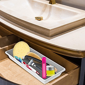 Lavish Home Storage Bin- Plastic Drawer Organizer Tray with Non-Slip Liner for Kitchen, Office or Vanity – Tableware, Office Supplies, and Makeup