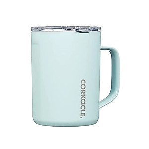 Corkcicle Triple Insulated Coffee Mug with Lid, Stainless Steel Camping Tumbler with Handle, Hot for 3+ Hours, BPA Free, Gloss Powder Blue, 16 oz