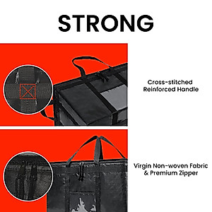 Durable 3XL PRO Insulated Cooler Bag and Food Warmer for Delivery & Grocery Shopping with Zippered Top, Black Commercial Grade (1 Pack)