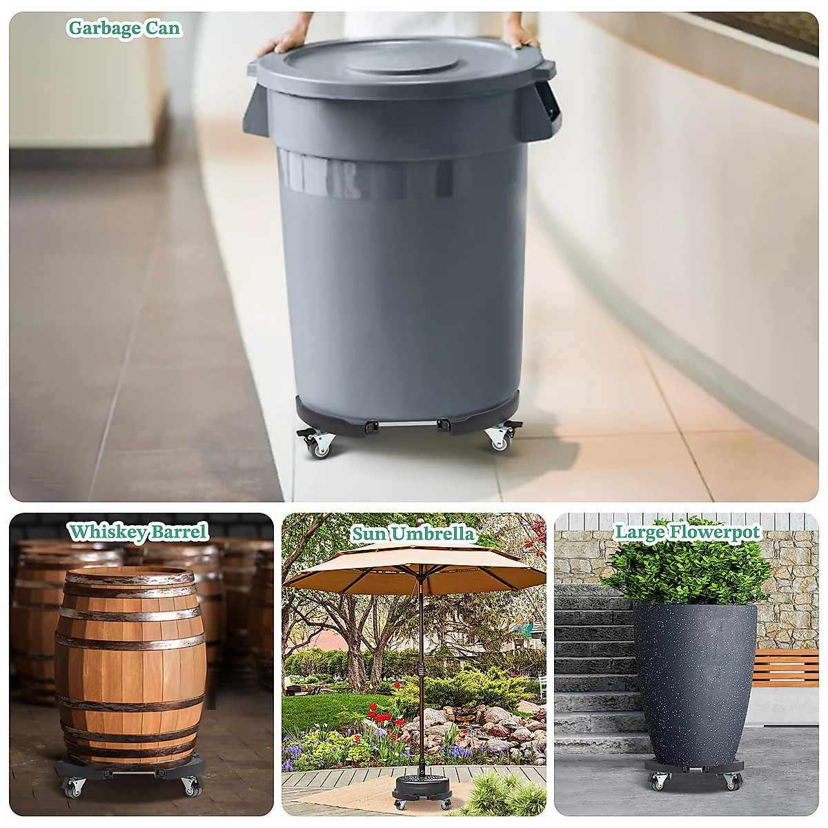 W B D WEIBIDA Plant Rollers with Wheels Heavy Duty, Adjustable 12 14 16 18 Inch Plant Caddy with Casters, Rolling Plant Stand, Large Potted Planter Cart Dolly for Flower Pot Outdoor Indoor