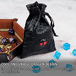 Drawstring Bag PU Leather Dice Pouch Perfect for RPG, D&D, Game