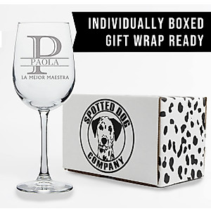 Personalized Mothers Day Etched 16oz Stemmed Wine Glass, Wine Gifts for Women, Customized Mum Birthday Gift, Custom Mom Engraved Gifts, Anniversary, Halpert Monogram