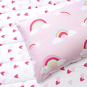 david's kids 4 Piece Toddler Bedding Set - Soft Breathable Toddler Bedding Set for Boys Girls, includes Quilted Comforter, Flat Sheet, Fitted Sheet and Pillowcase, Rainbow