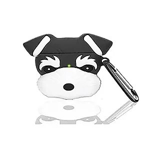 Guanli Cute Case for AirPods 3rd Generation 2021 Model,Cool Funny 3D Cartoon Lovely Animals & Fruit Design Silicone Protective Case Cover with Keychain for New Airpod 3 Gen for Women Men (Schnauzer)
