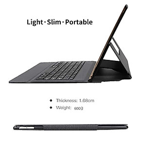 casefromme for iPad Pro 12.9 Keyboard Case,Slim Lightweigh Folio Shell Protective Stand Leather Cover for iPad Pro 12.9 inch 1st & 2nd Generation（2015 & 2017 Black