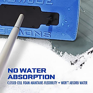 Snow Joe SJBLZD The Original 2-in-1 Telescoping Snow Broom + Ice Scraper w/18-Inch No-Scratch Foam Head, Closed Cell Foam for No Water Absorption, Blue