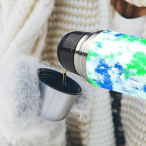 Stainless Steel Leather Vacuum Insulated Mug Abstract Thermos Water Bottle for Hot and Cold Drinks Kids Adults 16 Oz