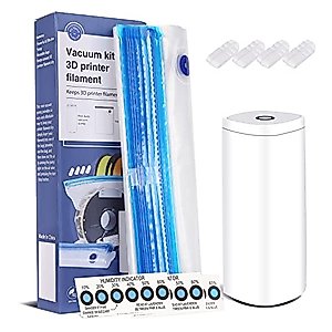 Domsanistor 3D Printer Filament Storage Bags Vacuum Kit,10Pcs Filament Vacuum Bags with Automatic Pump/Humidity Indicator Cards/Clips, Filament Bags Storage Spool Sealing for Keeping Filament Dry