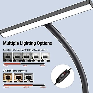 CELYST LED Desk Lamp, 10W Architect Desk Light with Flexible Gooseneck for Home Office, 3 Color Modes & 30 Brightness Levels Reading Lamp, Bright Tall Task Light for Piano, Computer, Table, Black