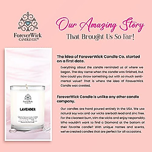 Lavender & Magnolia Surprise Candle with Diamond Inside | Foreverwick Candles | Scented Soy Candles Gifts for Women Aromatherapy Candle Wax | Romance Candles All-Natural Organic Soy Candle 14oz | 70h