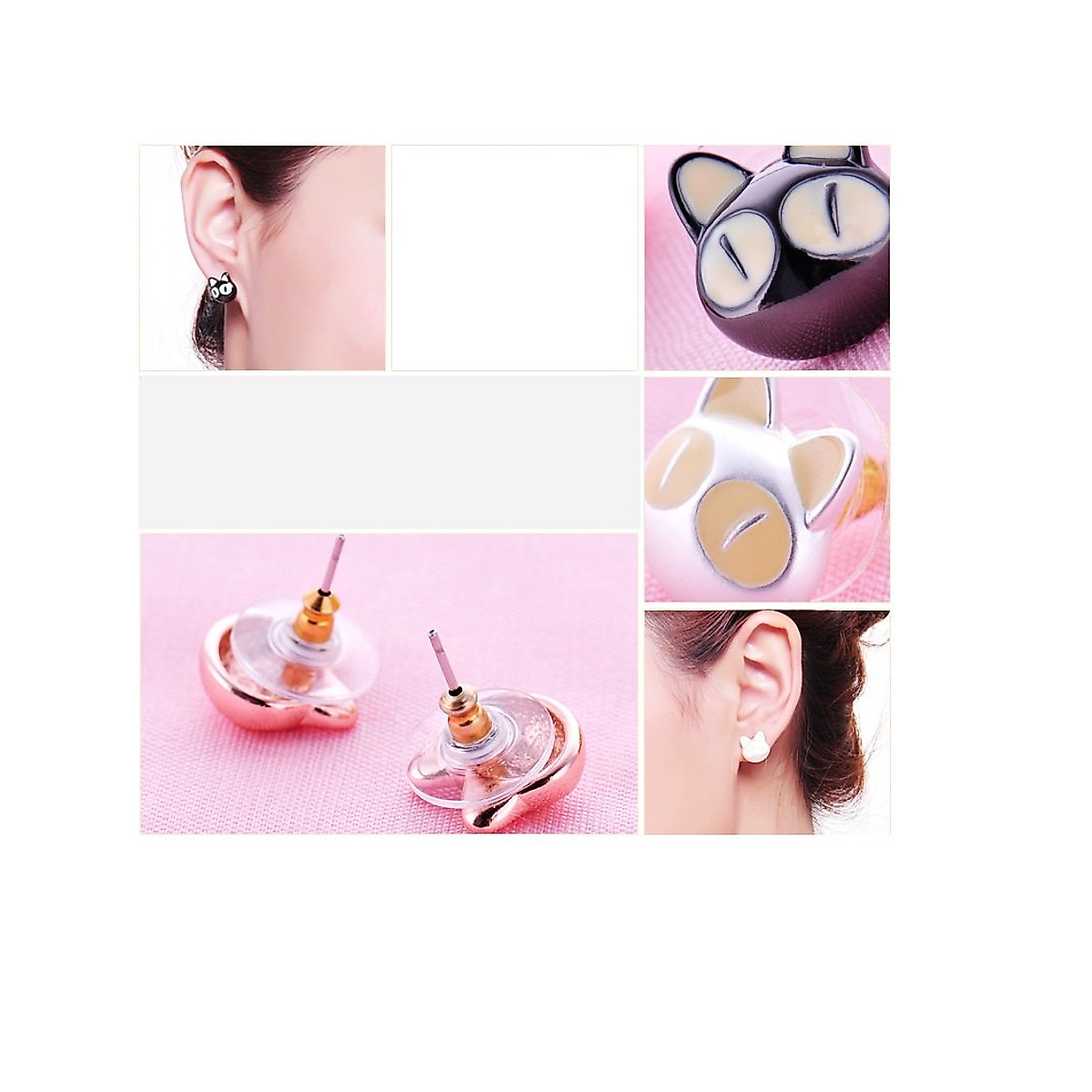 Iuha® 31 White and Black Cats Earring