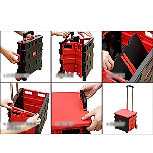 YGCBL Multifunction Portable Hand Trucks,Trolleyshopping Trolley Foldable Aluminum Alloy Engineering Plastic Red Pu Wheel Lightweight High Capacity, 20 Kg Load,B