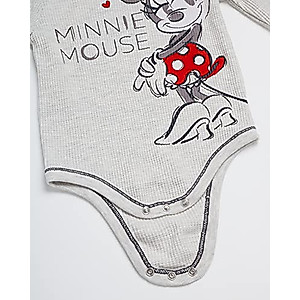 Disney Baby Girls' Jogger Set - 3 Piece Bodysuit, Long Sleeve Shirt Fleece Pant Set: Minnie Mouse, Winnie the Pooh (0-4T), Size 3T, Minnie Red/Charcoal