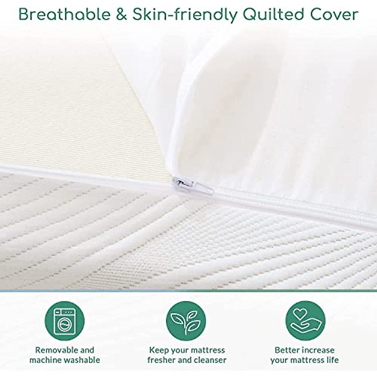 Airdown Queen Mattress, 12 Inch Memory Foam Mattress in a Box, Queen Size Mattress Green Tea Gel Foam Infused for Cool Sleep, Medium Firm Mattress Queen for Pressure Relief, CertiPUR-US Certified