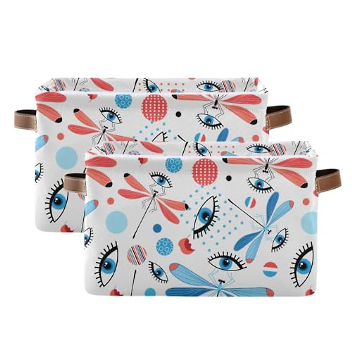 Dragonfly Eyes Storage Basket Bins Foldable Laundry Hamper Toy Storage Bins Box Organizer for Bedroom Office Clothes Pet Nursery Living Room,2 pcs