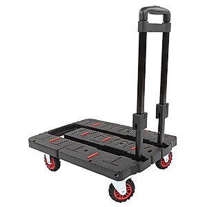 Folding Hand Truck with Rubber Wheels and Retractable Handle, 264lbs Capacity, Portable Dolly Cart for Transportation, Luggage, Mobile, Travel, Office Use
