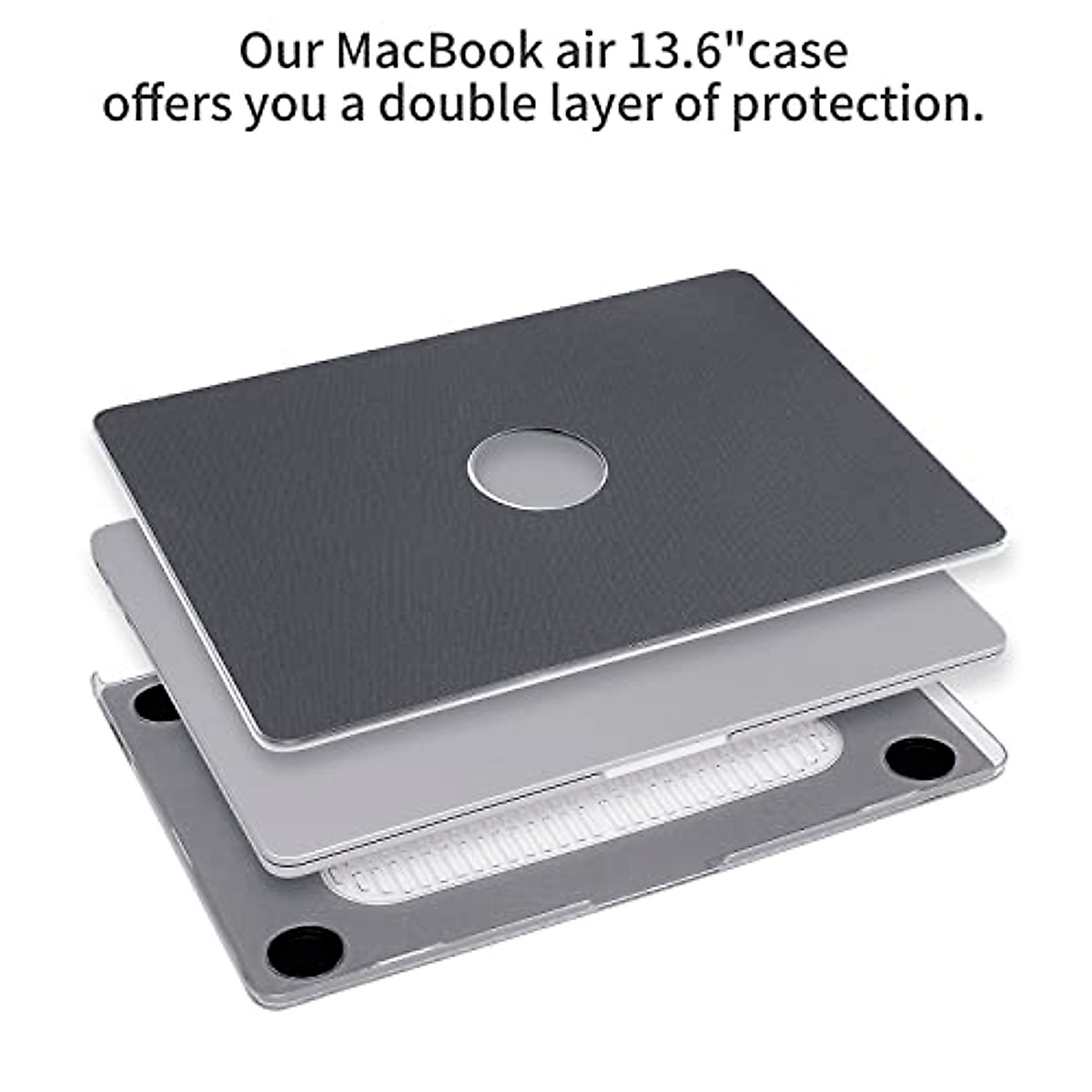 DULINEDO Compatible with MacBook Air 13.6 Inch Case 2022 Release (Model: A2681 M2) Premium PU Leather & Hard Shell Laptop Case (Black)