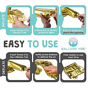 Balloon Vibe Custom Letter Balloons 16 Inch – Cursive Foil Balloon Letters Alphabets & Numbers Personalized Balloons – Create Mylar Balloon Banner for Birthday, Anniversary, or Any Other Occasion