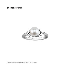 Silvershake White Cultured Freshwater Pearl 925 Sterling Silver Promise Solitaire Ring Size 5