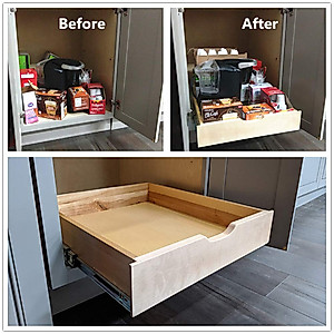 Soft Close Wooden Drawer Box Organizer Fully Assembled Pull Out Under Cabinet Sliding Shelf Base Kitchen Bathroom Vanity Under Sink Pull Out Organizer Drawer | Wood Roll Out Tray (26''W x 22''D)
