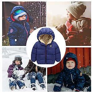 Happy Cherry Boys Blue Winter Hooded Bubble Coat Warm Down Jacket Thick Outerwear for 6 to 7 years old