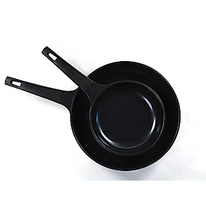 Evaco/Cast 2-PIECE SET CERAMIC, 8"" FRYING PAN + 12"" FRYING PAN, Black, ES2030