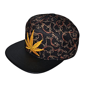 Popfizzy Weed Hat, Unisex Pot Leaf Hats, Cannabis Baseball Caps, Hip-Hop Hats, Marijuana Snapback Cap, Weed Gifts for Stoners (Weed 6)