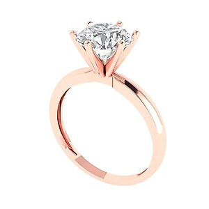 Clara Pucci 2 ct Round Cut Genuine Lab Grown Diamond VS1-VS2 G-H 14K Rose Gold Solitaire Bridal Wedding Engagement Designer Ring size 6.5