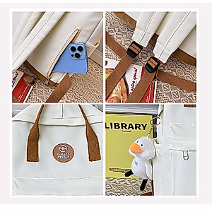 Splendrive Cute aesthetic backpack with cute duck accessories Christmas gift Outdoor Daypack (Green)