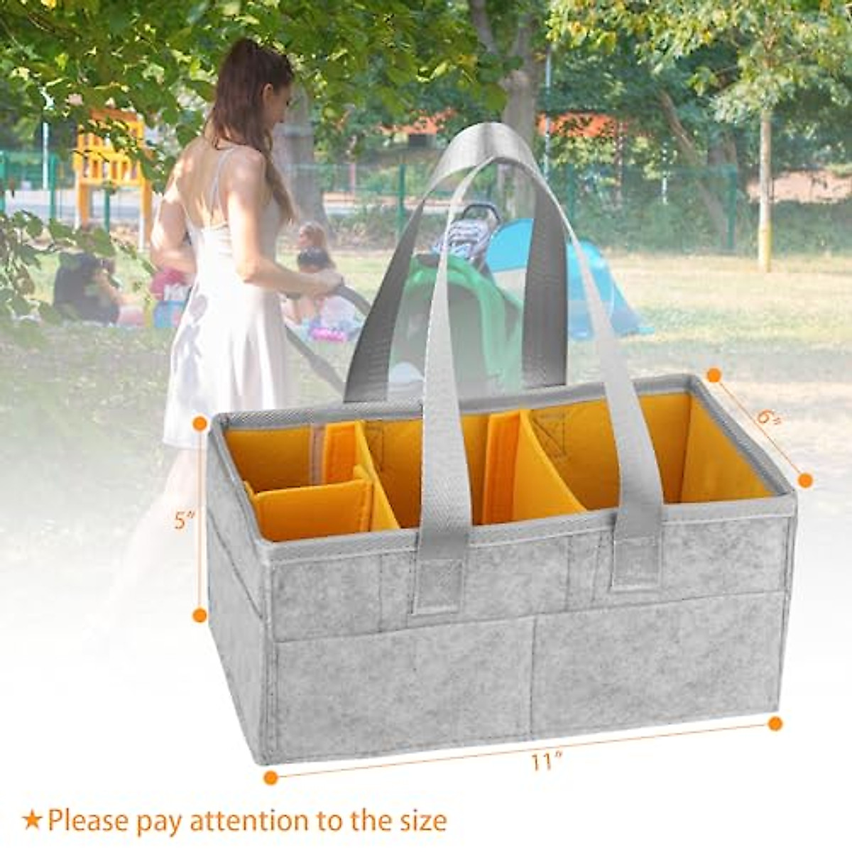 Anysiny Baby Diaper Caddy- Portable Toddler Diaper Stackers & Caddies Nursery Storage Bin and Car Organizer for Diapers and Baby Wipes, Collapsible Newborn Caddies Car Travel Baby Shower Basket