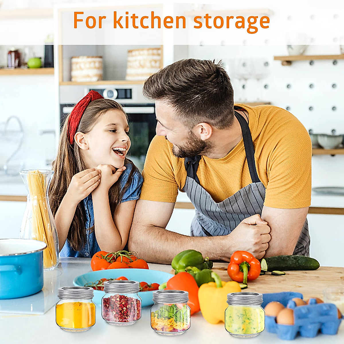 Aliggbent Mason Jars 8 oz, 30pcs Reusable Mason Jars with Regular Airtight Lids and Bands, Clear Small Mason Jars, 1/2 Pint Glass Canning Jars for Jelly, Overnight Oats, Jam, Fruit, Yogurt, Crafts