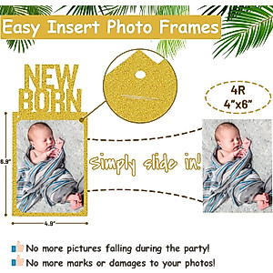Wild One Birthday Decorations - Gold Glitter One Wild Year Banner + Baby 1st Birthday Photo Banner From Newborn to 12 Month - Safari, Jungle & Wild One Birthday Decorations