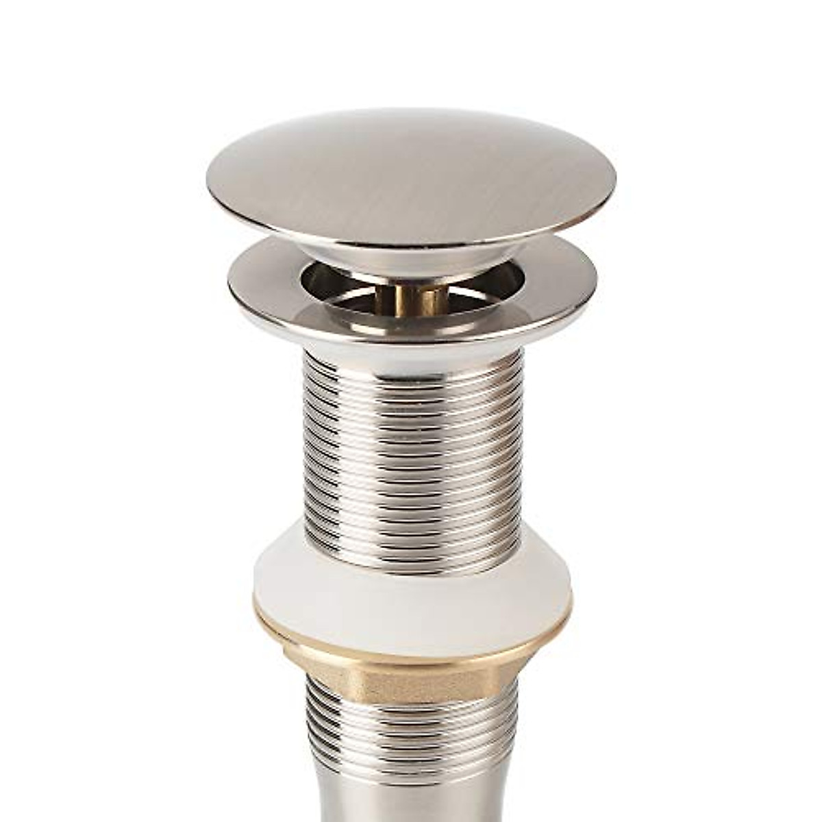 Brushed Nickel Pop Up Sink Drain Without Overflow, Bathroom Faucet Detachable Basket Vessel Sink Drain Stopper