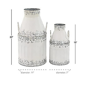 Deco 79 Metal Decorative Jars, Set of 2 11"W, 20"H, White