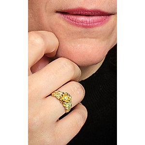 3D Rose Band 10k Yellow Gold, 12k Green Gold, 12k Rose Black Hills Gold Size 9