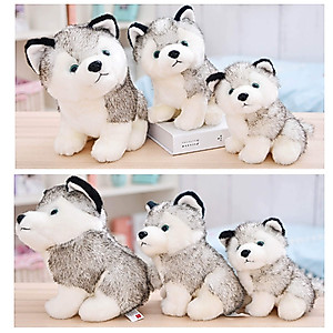 Enhopty 8" Husky Dogs Plush Husky Wolf Stuffed Animal Toys Puppy Doll Simulation Dog Ornaments Soft Cuddle Adorable Gifts for Girls Boys Toddlers on Birthday Children's Day