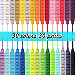 FEQO 30 Pairs Colored Shoe Laces 47 Inch Shoestrings Flat Shoelaces Colorful Shoe Laces for Sneakers Boots Skate Shoes Sport Shoes