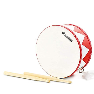 MUSICUBE Kids Drum Set 8-Inch Wooden Drum Toys with an Adjustable Strap and 2 Drumsticks Educational Baby Musical Toys Drum Sensory Musical Instrument Toys for Toddler Boys & Girls Gift Packing