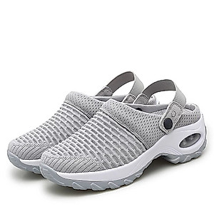 ZXTING Ladies Orthopedic Walking Sandals,Breathable Mesh Summer Outdoor Garden Beach Sandals for Casual and Sport,Flip Flop with Air Cushion (Color : Gray, Size : 42)
