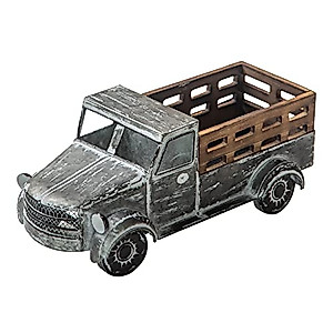 HSDDHOME Galvanized Vintage Metal Truck Décor Farmhouse Spring Autumn Decoration, Tabletop Storage Pick-up Truck Truck Christmas Decor & Great Gift for Holiday