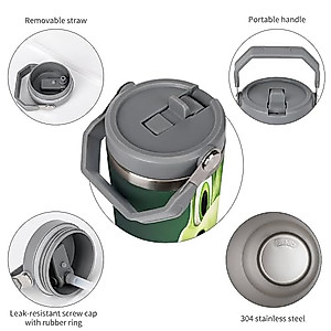 RTFGHJS Cartoon Snake Green 30 Oz Tumbler with Handle And Flip Straw, Stainless Steel Vacuum Insulated Travel Mug, Thermal Cup for Coffee, Water, Iced Drinks, Fits Car Cup Holders (Home, Sports)