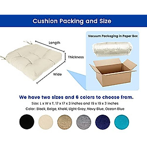 ROSNINIKA Outdoor Chair Cushions 2 Pcs Outdoor Cushions Patio Furniture Cushions Chair Cushion Patio Chair Seat Pads with Ties 17x17 Inches Beige