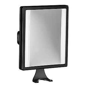ConairMan Lighted Mirror, Fogless Mirror for Shower with 2X Magnification, Shower Mirror Fogless for Shaving, Battery Operated in Glossy Black