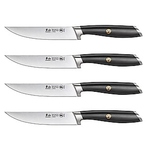 Cangshan L Series 4-Piece Fine-Edge Steak Knife Set, Forged German Steel, Black, 1026931