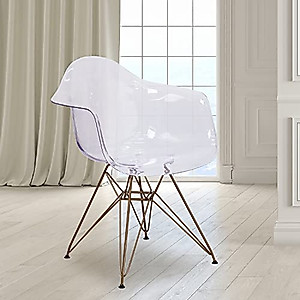 Flash Furniture Allure Series Transparent Side Chair with Gold Base