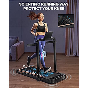 HomeTro Under Desk Treadmill Foldable 3.0HP for Home Office, 2 in 1 Folding Treadmills 265lbs with App & Remote Control Dual Led Touch Screen, 12 Preset Programs, Installation-Free