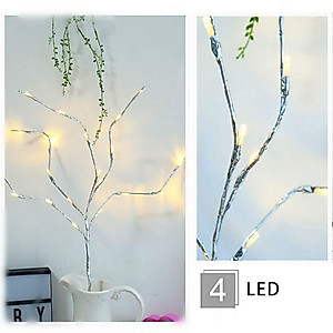 Autohigh 3-PK Lighted Branches 60 LEDs Warm White Lighting Artificial Willow,Battery Operated,Silver Decoration for Living Room Bedroom Livingroom,Home